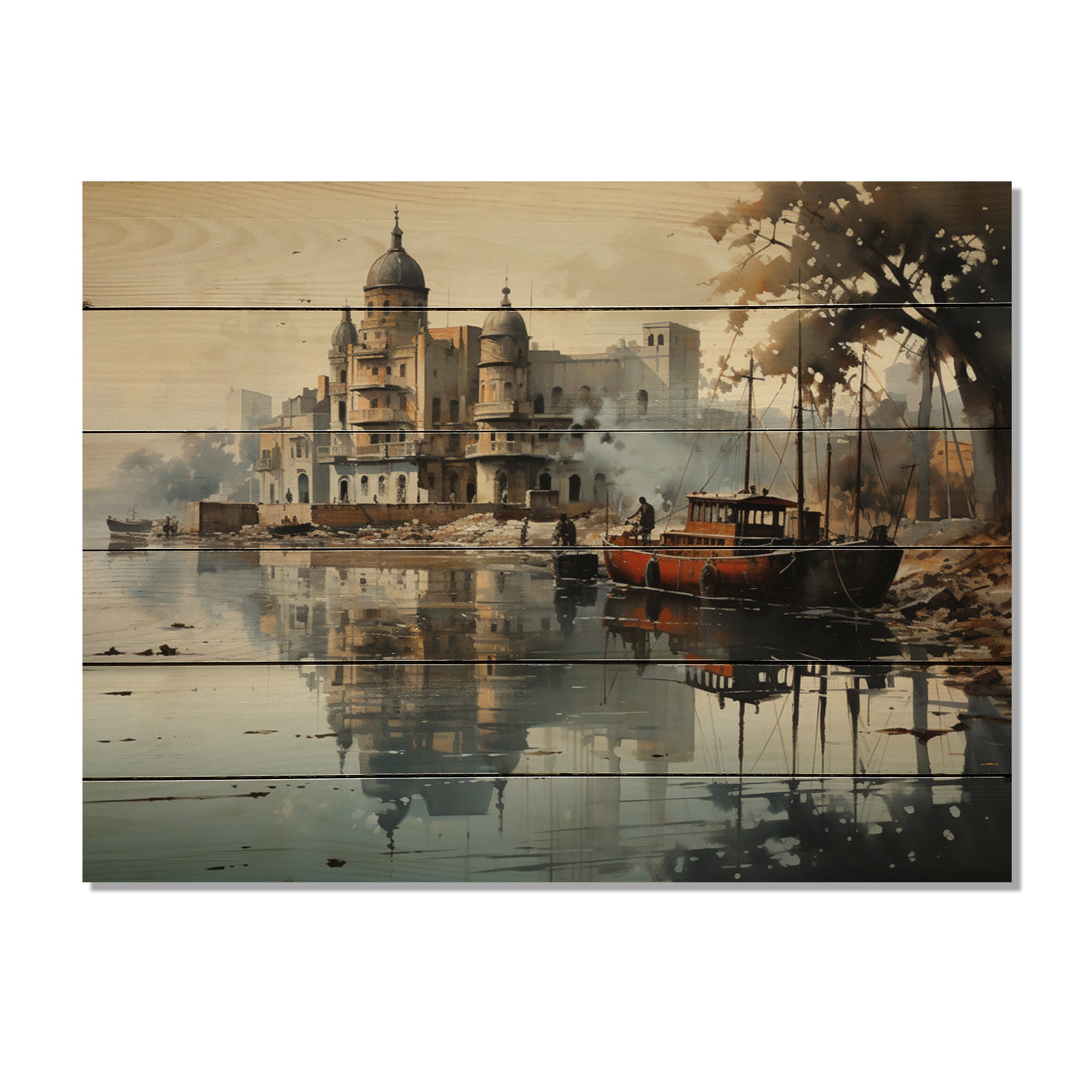 Red Barrel Studio® Leauna Cuba Havana Harbor II On Wood Print | Wayfair